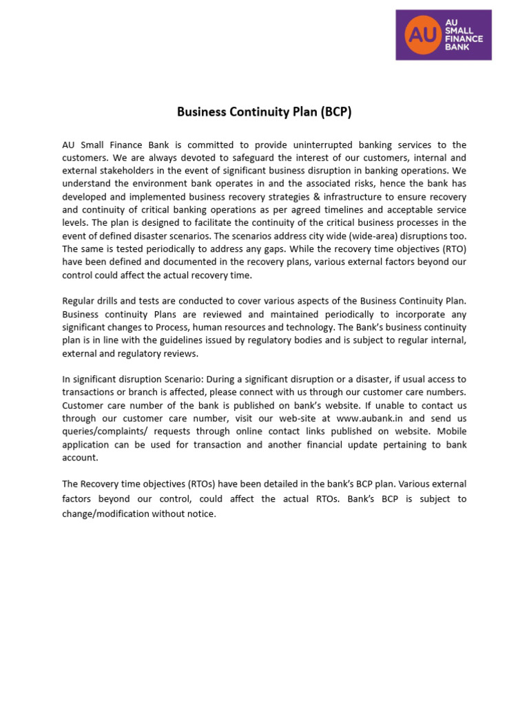 Business Continuity Plan | PDF