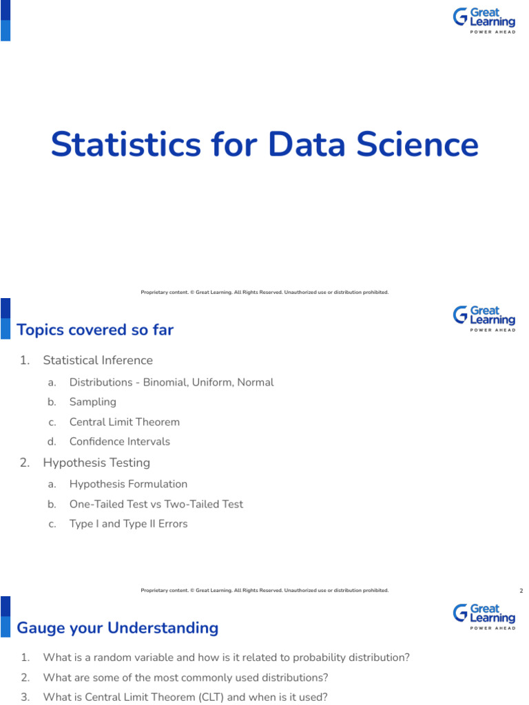 MLS 2 - Statistics for Data Science | PDF | Probability Distribution ...
