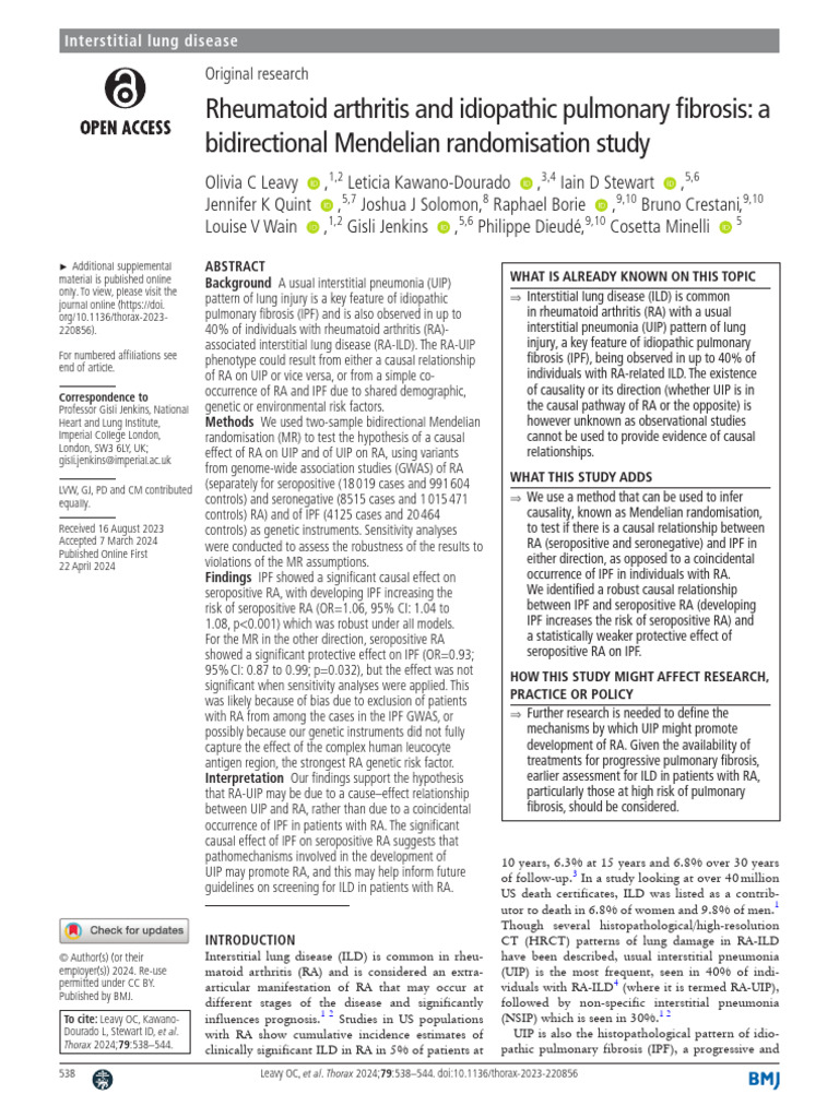 thorax-2023-220856 | PDF | Genetics | Epidemiology