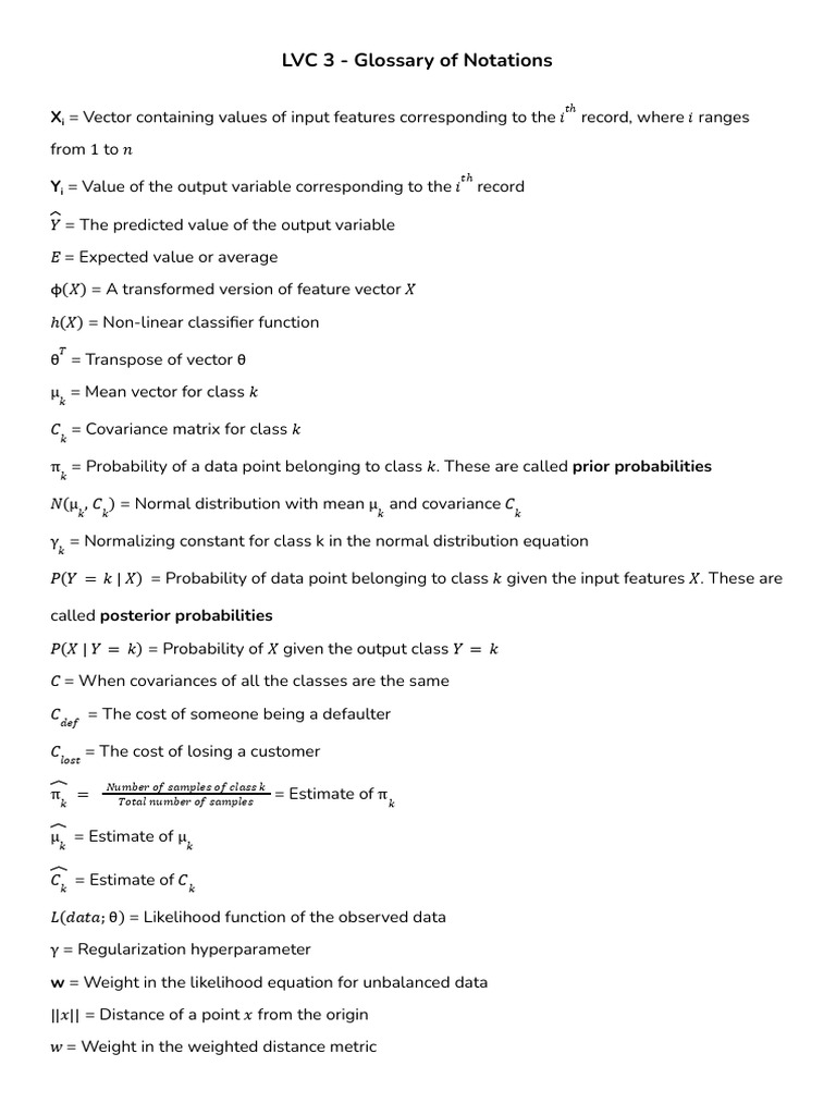 ML LVC 3 Glossary | PDF