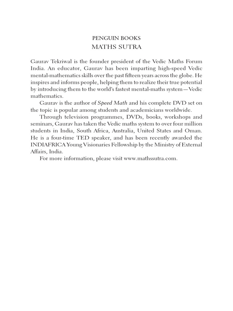Math Sutra - The Art of Speed Calculation | PDF | Multiplication ...