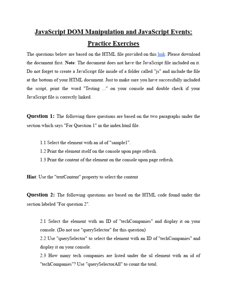 5 Practice Dom and Events | PDF | Java Script | Document Object Model