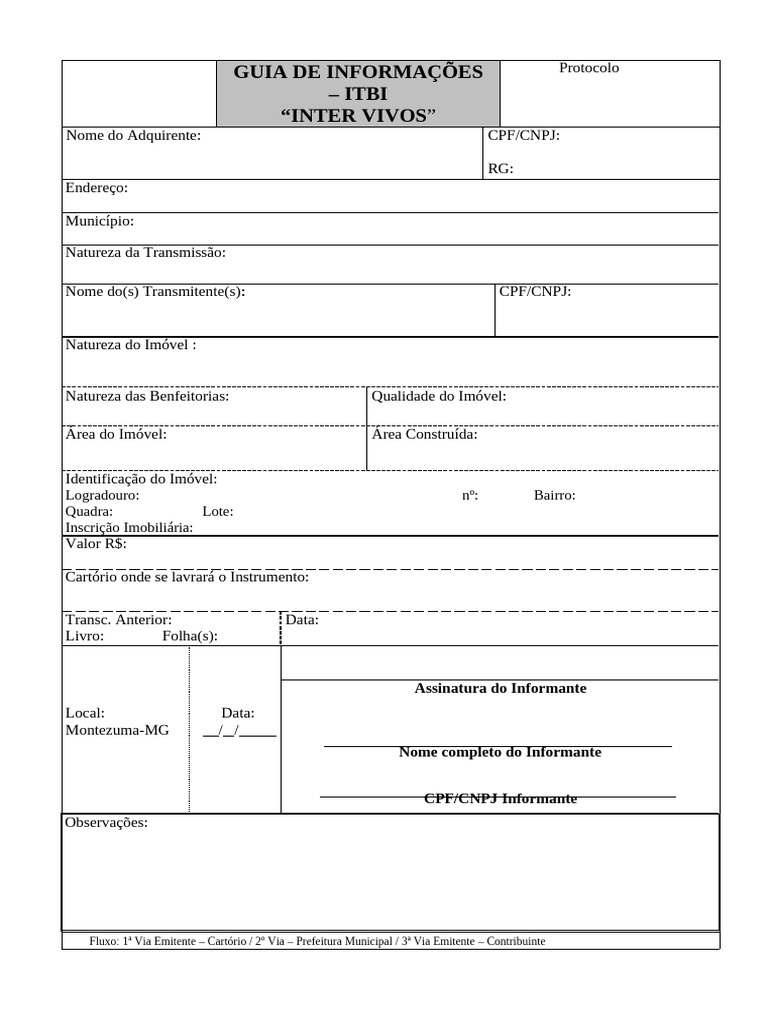 Modelo de Guia de ITBI Inter Vivos | PDF