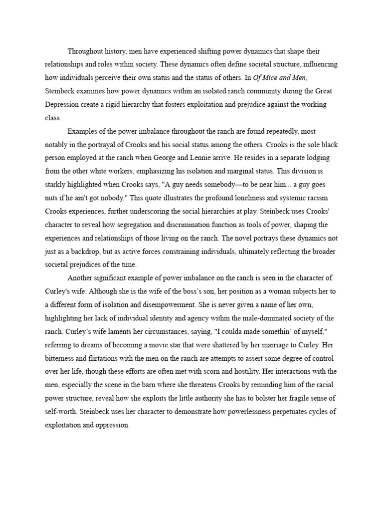 Of Mice and Men Character Essay | PDF | Anti Social Behaviour | Social ...