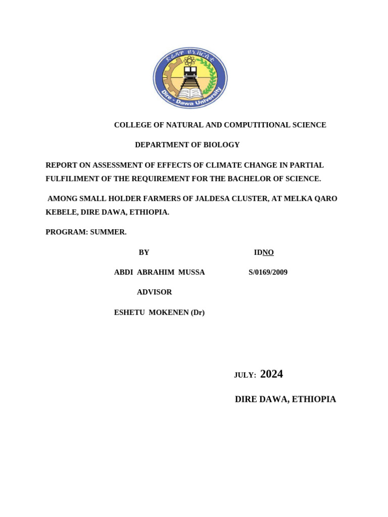 Abdii Abraahim 2024 Research Report | PDF | Agriculture | Food Security