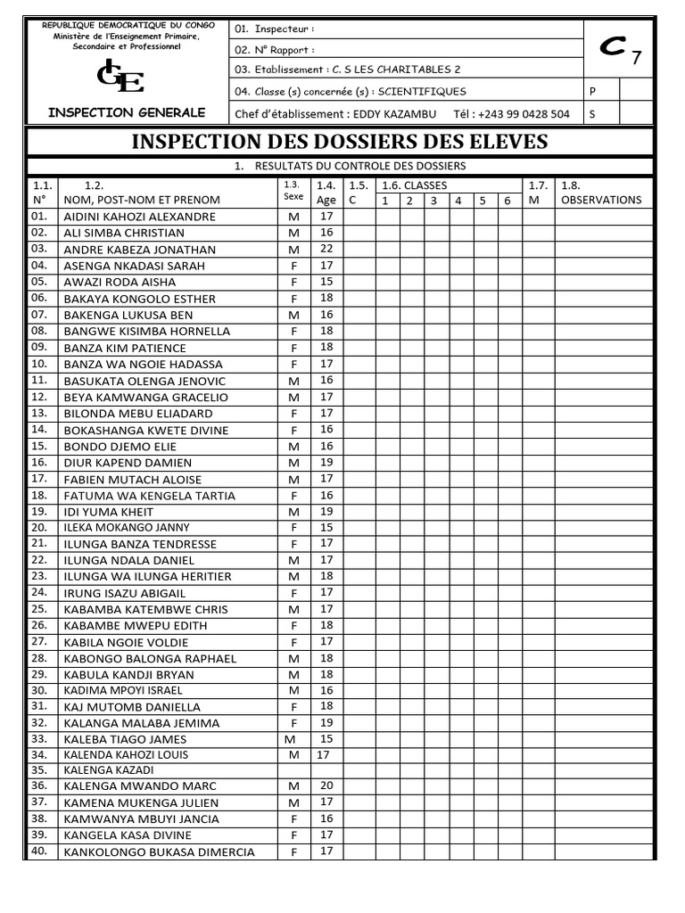 C7 Sciences 2025 CH2 Des Eleves en Ordre - 070533 | PDF