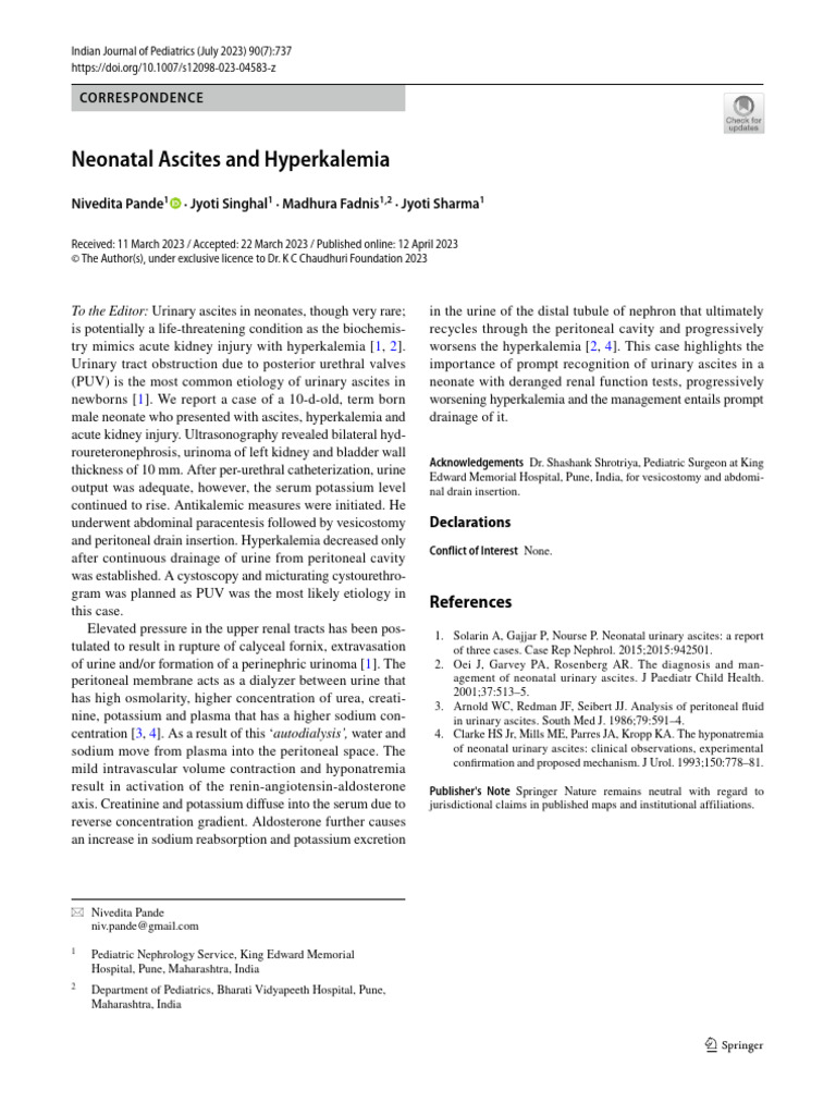 Neonatal Ascites | PDF | Urinary System | Kidney
