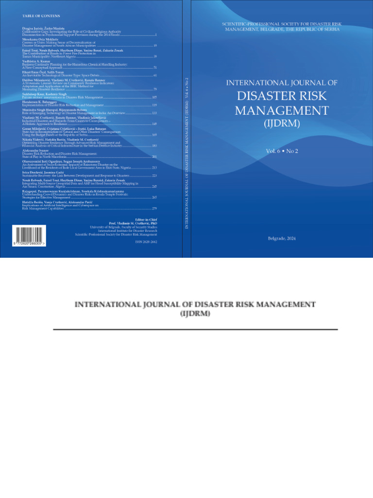 Vol. 6 No. 2 (2024) : International Journal of Disaster Risk Management (IJDRM) | PDF ...
