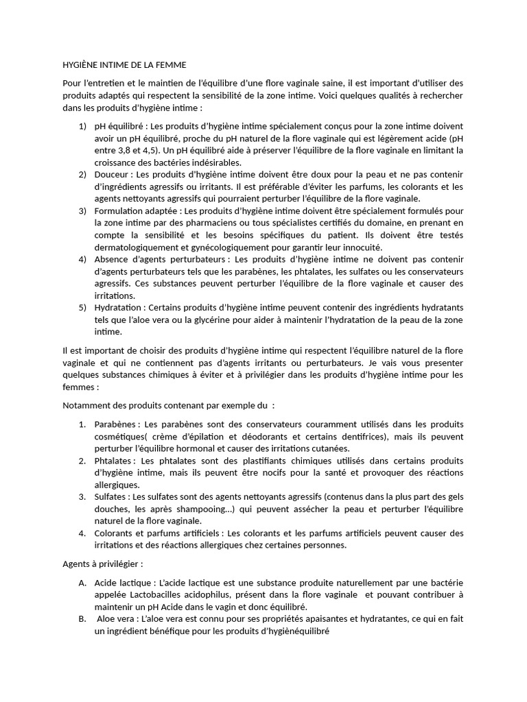 Hygiène intime féminine : conseils essentiels | PDF | Peau