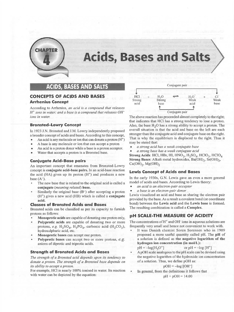Day 12 Chemistry C4 Acids Bases T1 Acid Base Concept | PDF
