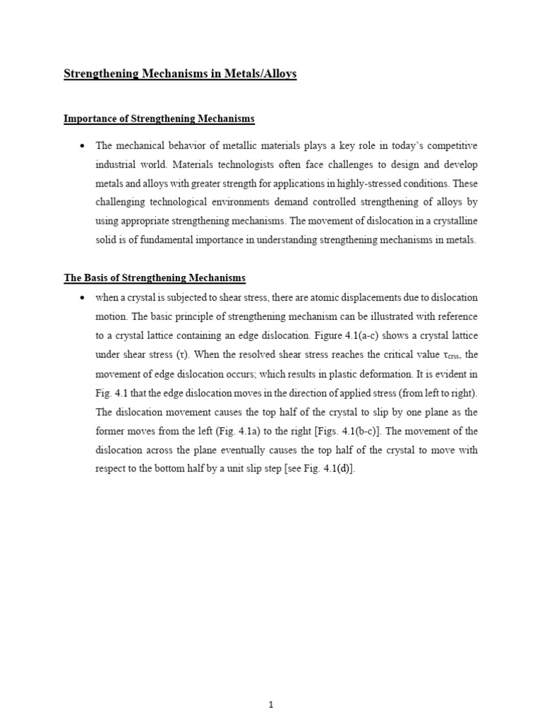 6 - Strengthening Mechanisms in Metals and Alloys | PDF | Dislocation | Crystallite