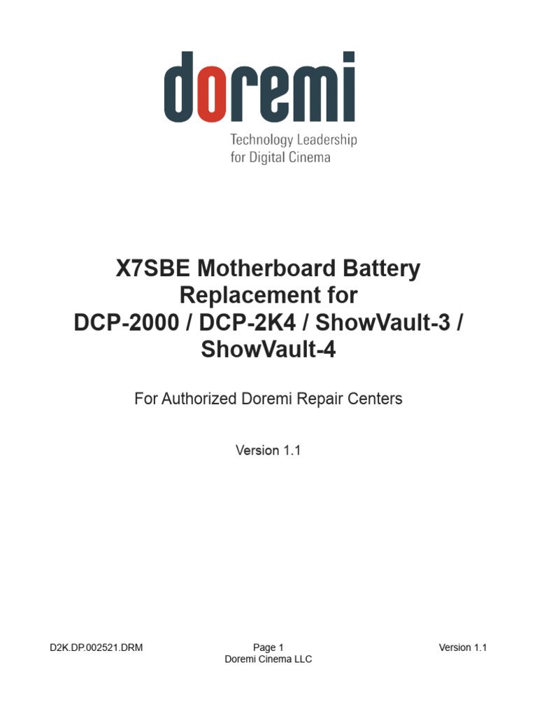 Doremi Motherboard Battery | PDF | Bios | Ibm Pc Compatibles