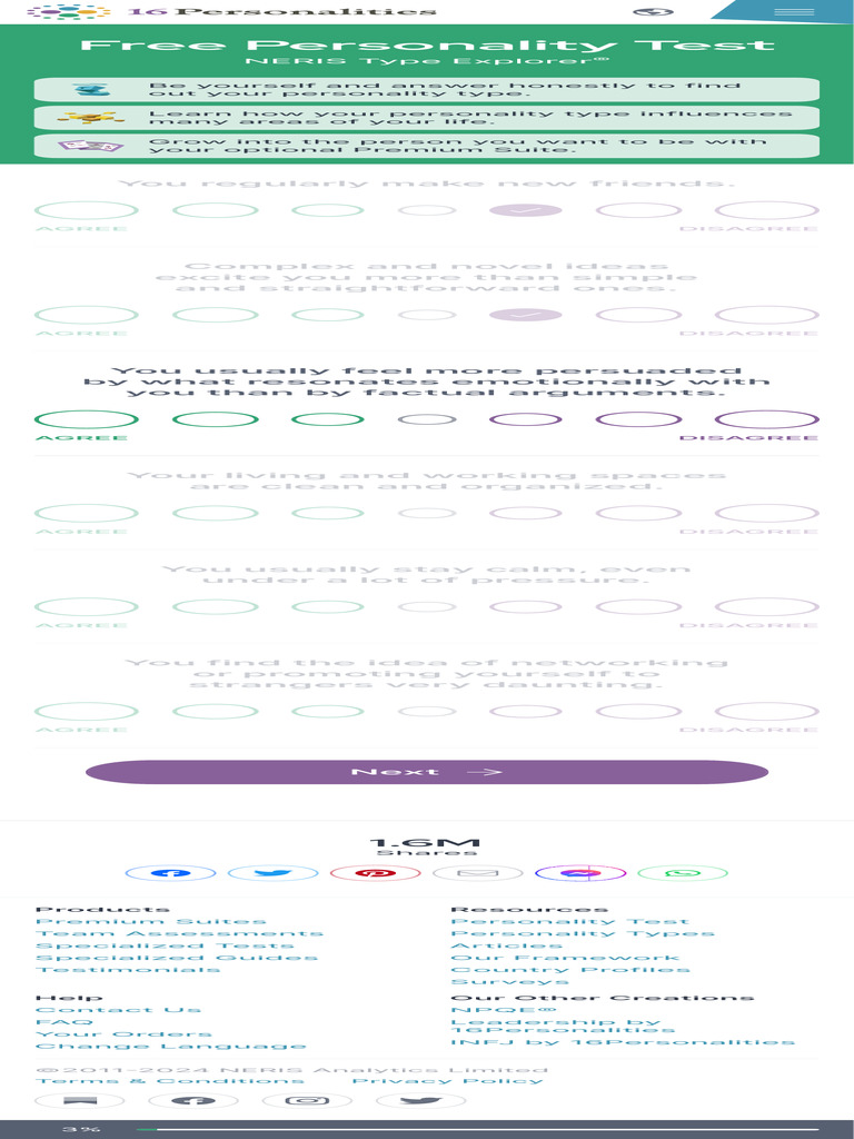 Free Personality Test 16personalities | PDF