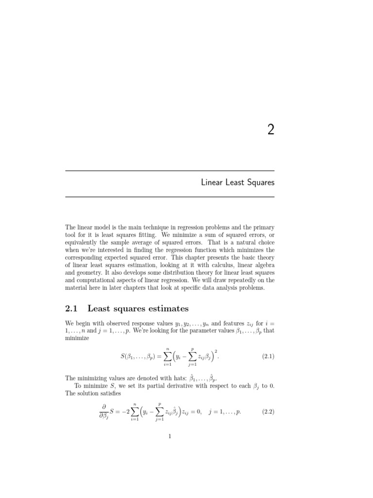Linear_least_squared | PDF | Ordinary Least Squares | Least Squares