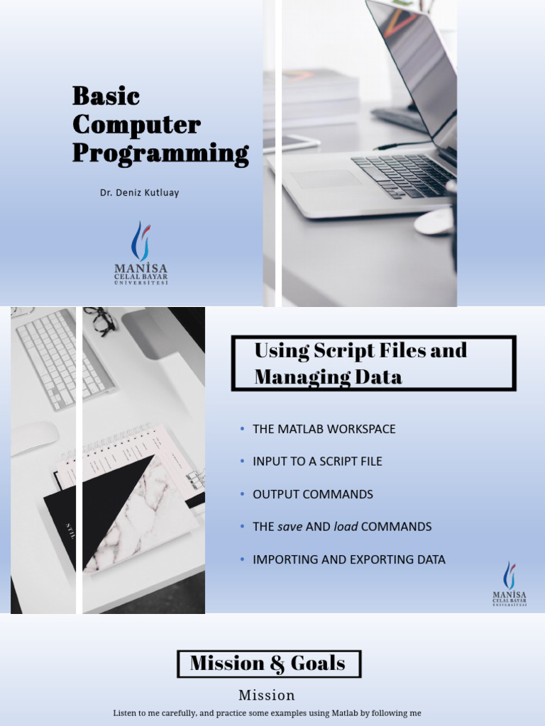 Using Script Files and Managing Data | PDF | Spreadsheet | Matlab