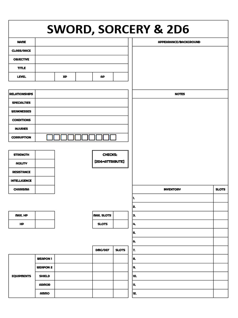 Character Sheet (print) | PDF
