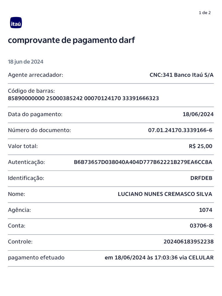 Comprovante DARF | PDF