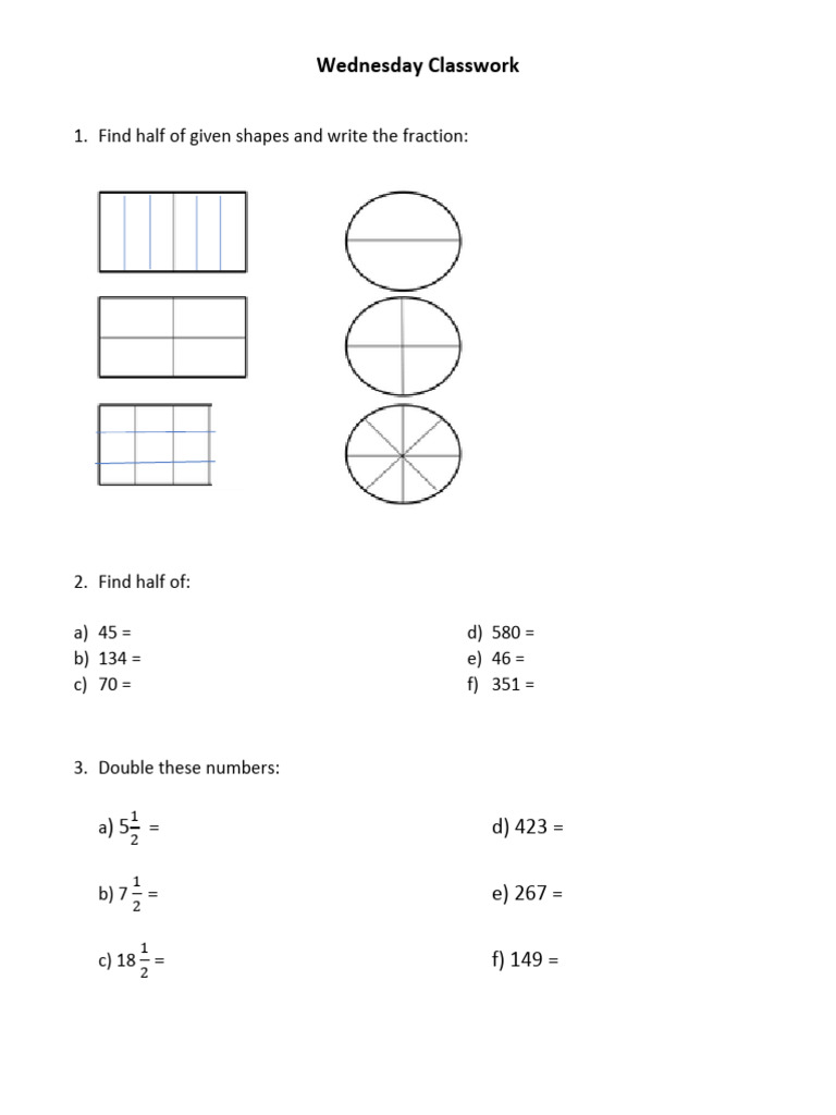 Wednesday Classwork-Homework | PDF