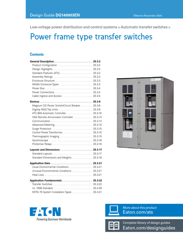 Eaton Ats Power Frame Design Guide Dg140003en | PDF | Switch ...