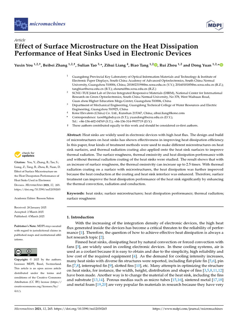 Effect of Surface Microstructure On The Heat Dissi | PDF | Infrared ...