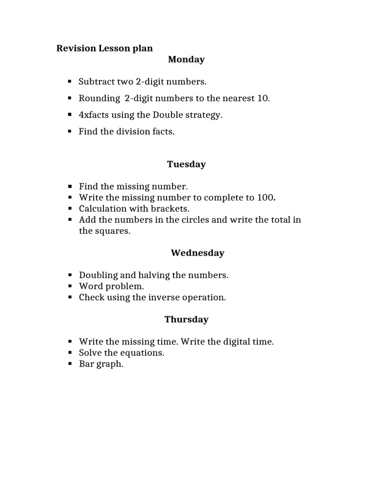 Revision Lesson Plan | PDF
