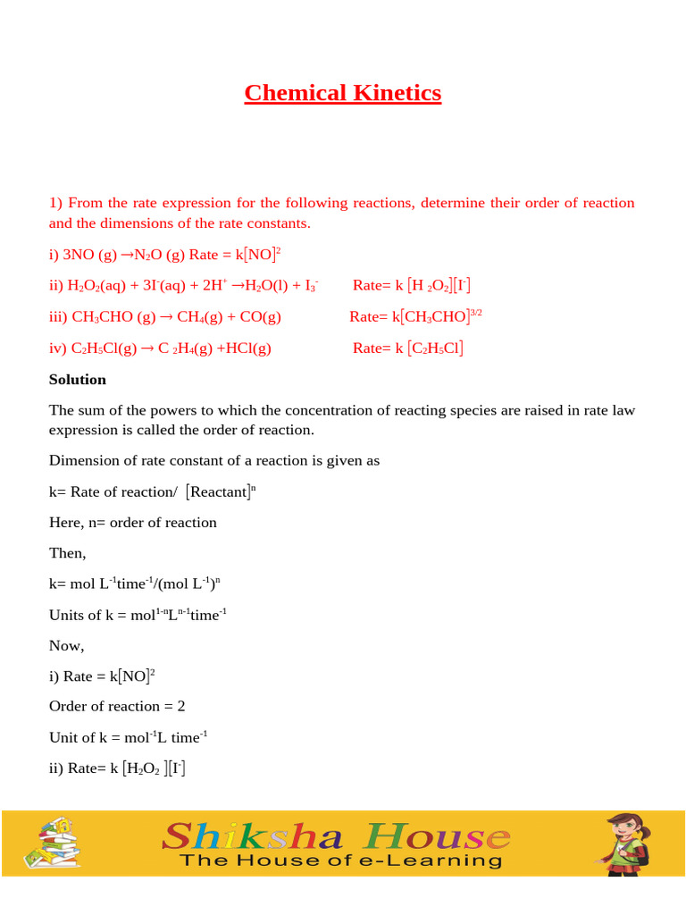 4 Chemical Kinetics NCERT Soln | PDF | Reaction Rate | Reaction Rate Constant