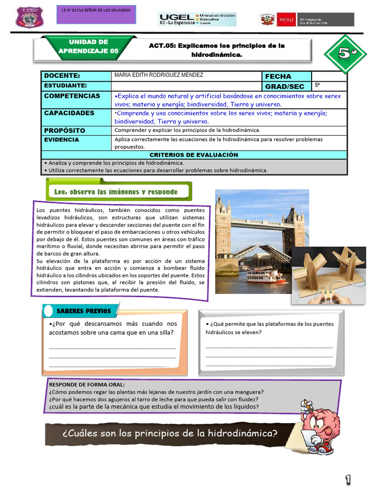 C 5º Act 5 Cyt Und 5 | PDF | Líquidos | Presión