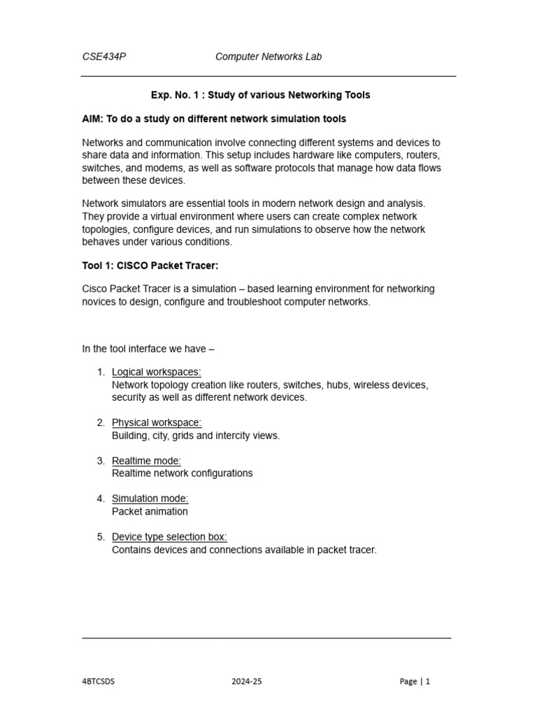 Exp1,2 Cn Record | PDF | Computer Network | Network Topology