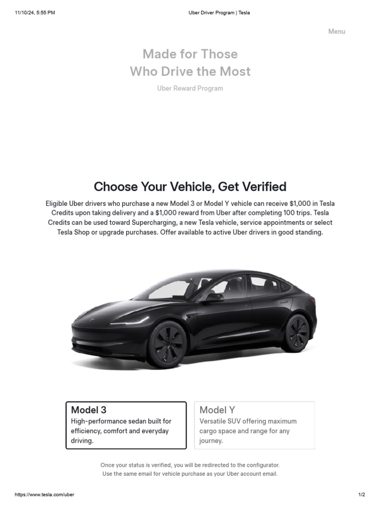 Uber Driver Program - Tesla | PDF | Vehicle Technology | Automotive ...
