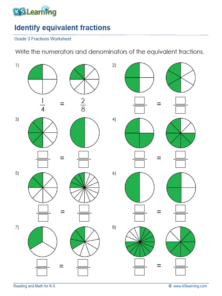 Grade 3 Identify Equivalent Fractions A | PDF
