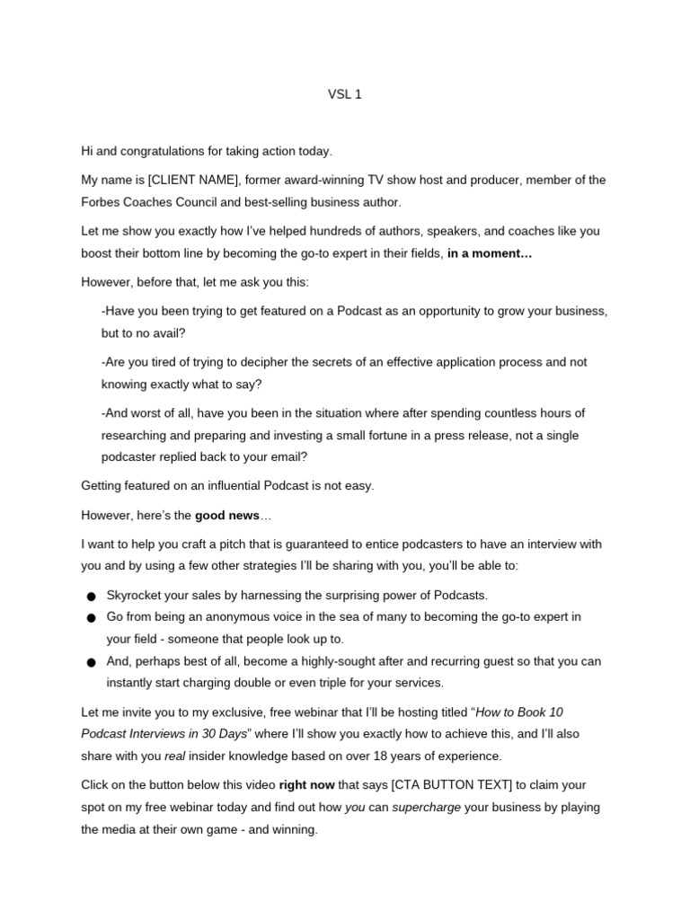 VSL 1 - For Media Influencer | PDF