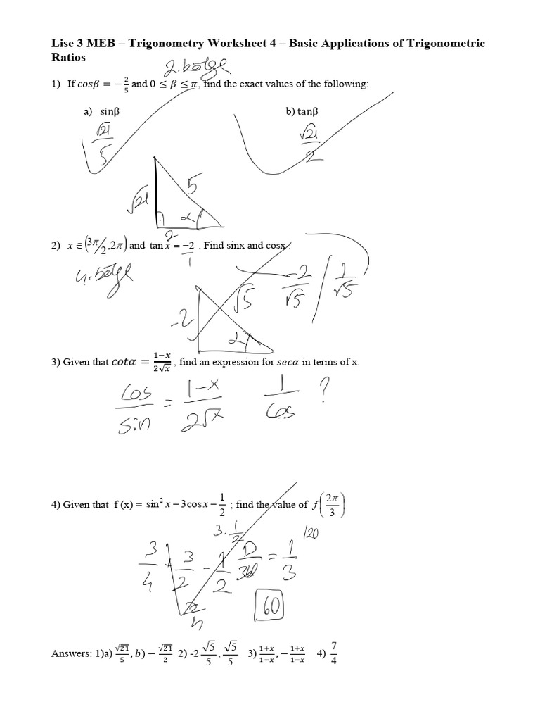 WS4-Basic App of Trig Ratios | PDF