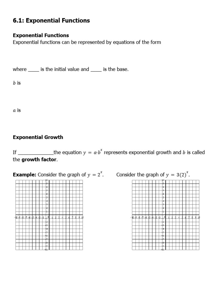 6.1 - Exponential Functions | PDF