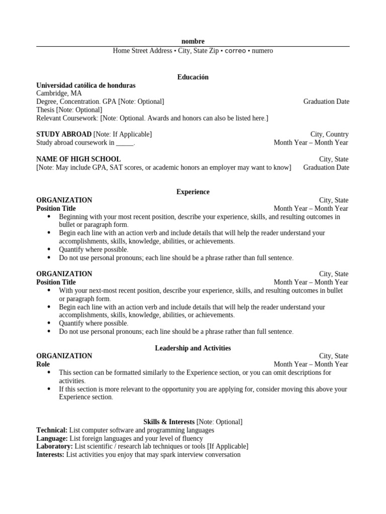 Comprehensive Resume Template Guide | PDF | Linguistics