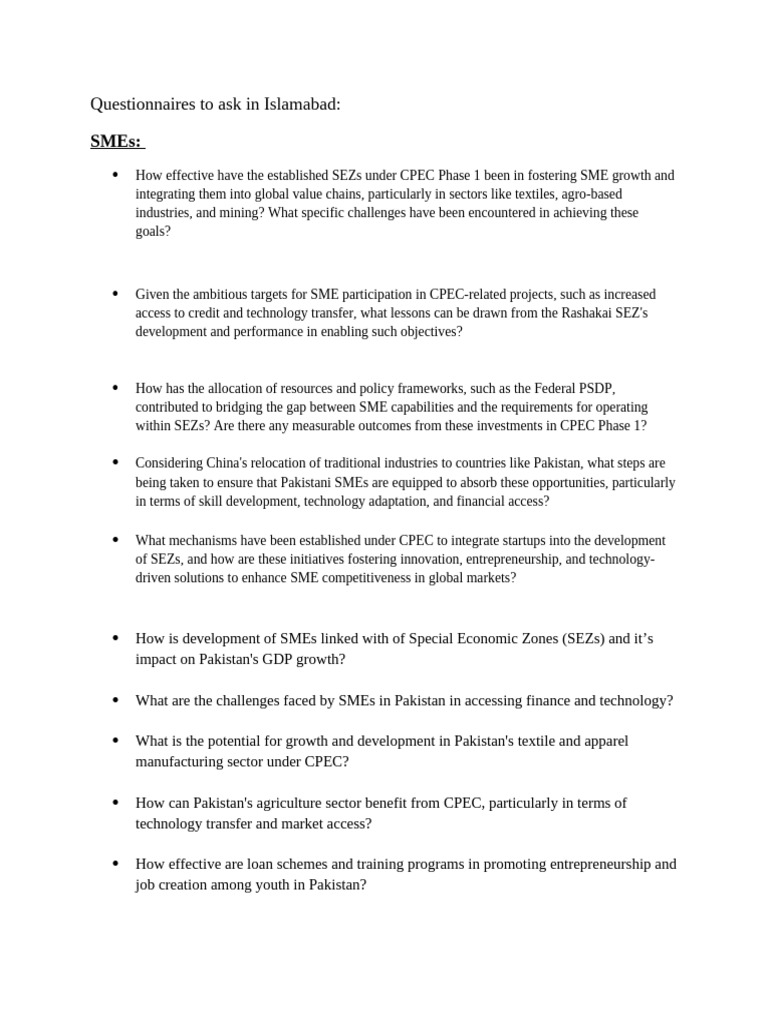Syndicate 2 Questionnaires | PDF | Small And Medium Sized Enterprises | Pakistan