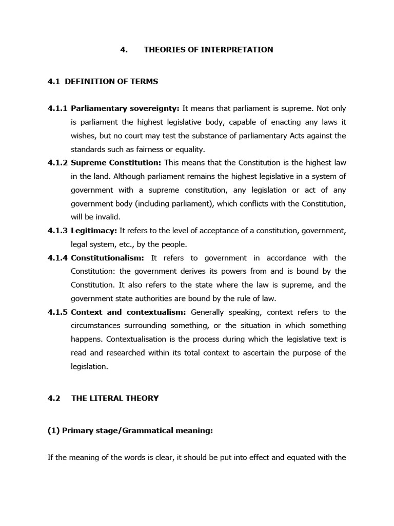 Chapter 4 - Theories of Interpretation | PDF | Statutory Interpretation | Plain Meaning Rule