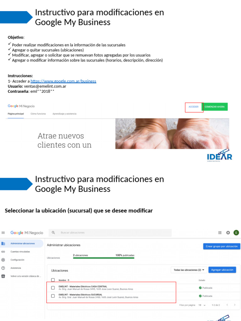Instructivo Google My Business Emelint | PDF