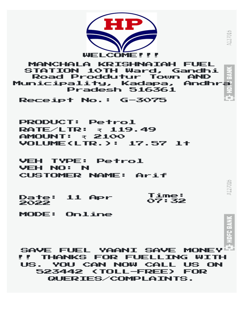 Fuel Bill Template 1 (1) | PDF