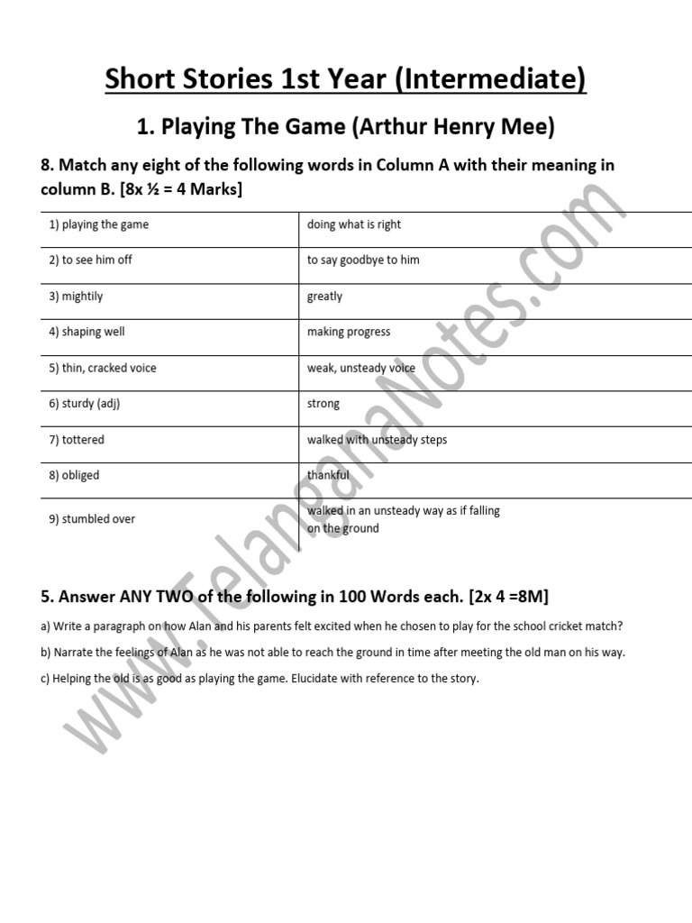 Inter 1st Year Short Stories English PDF | PDF | Mark Twain