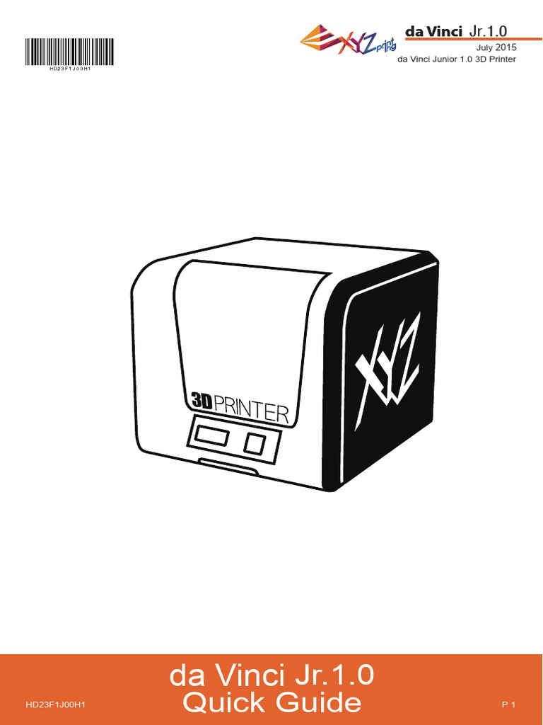 da Vinci Jr. 3D Printer Guide | PDF | Printer (Computing) | Manufactured Goods