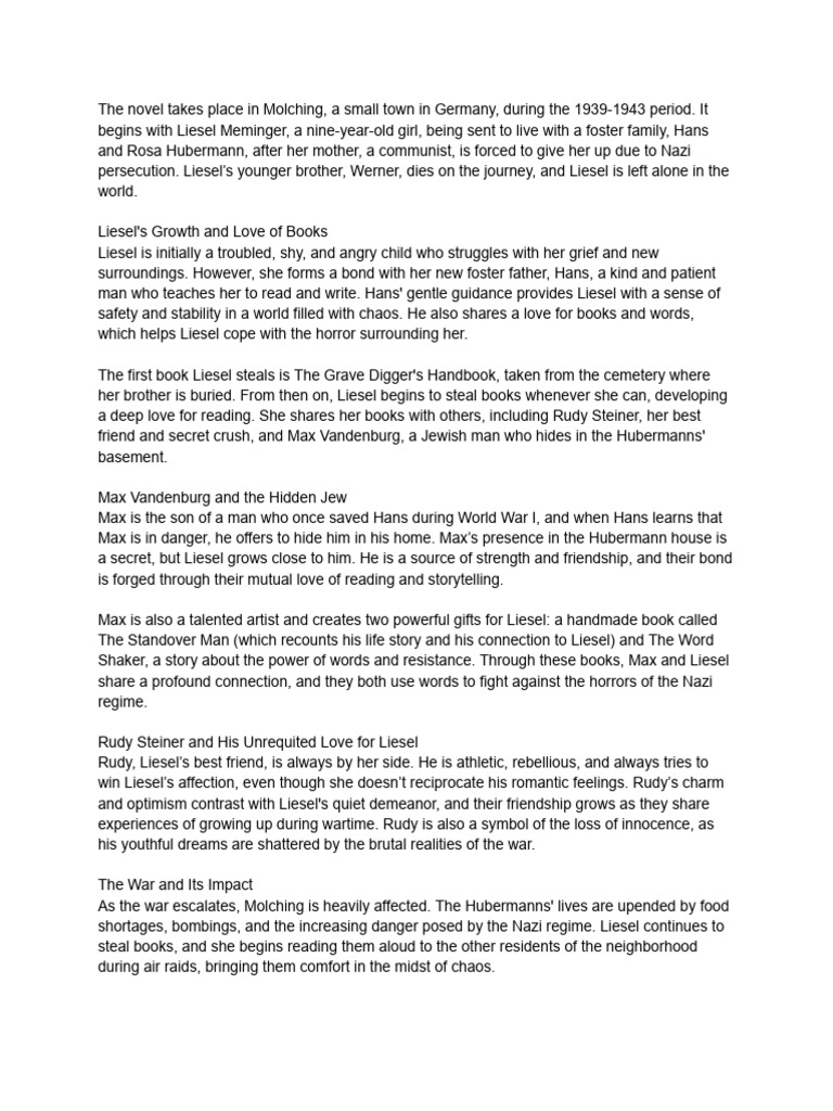 The Book Thief Spark Notes | PDF