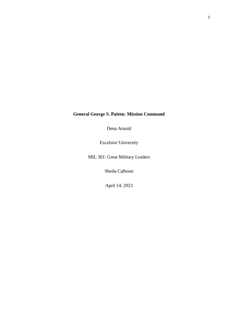 Patton's Mission Command Leadership Analysis | PDF | George S. Patton ...