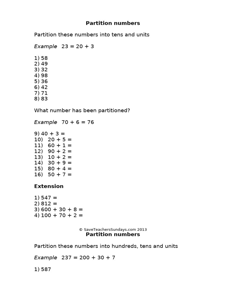 year-3-maths-worksheets-partitioning-numbers-worksheets-4-levels-of ...