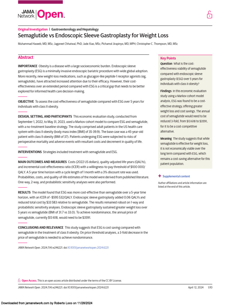 Cost-Effective Obesity Treatments | PDF | Bariatric Surgery ...