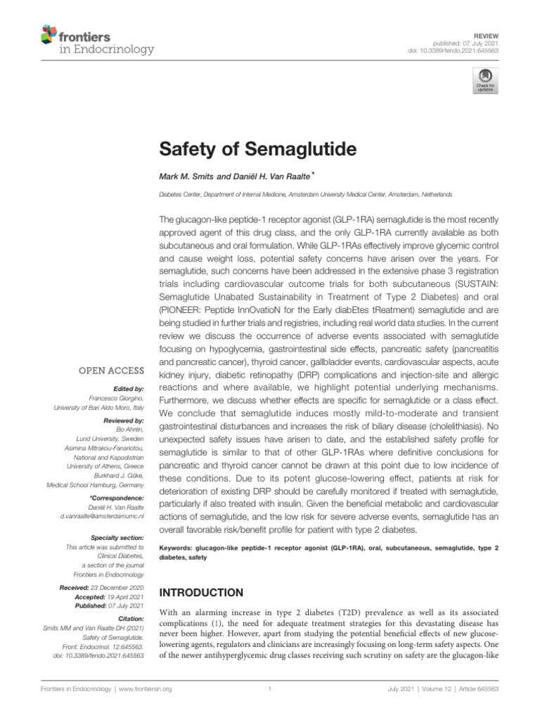 Safety of Semaglutide | PDF | Diabetes | Endocrine System
