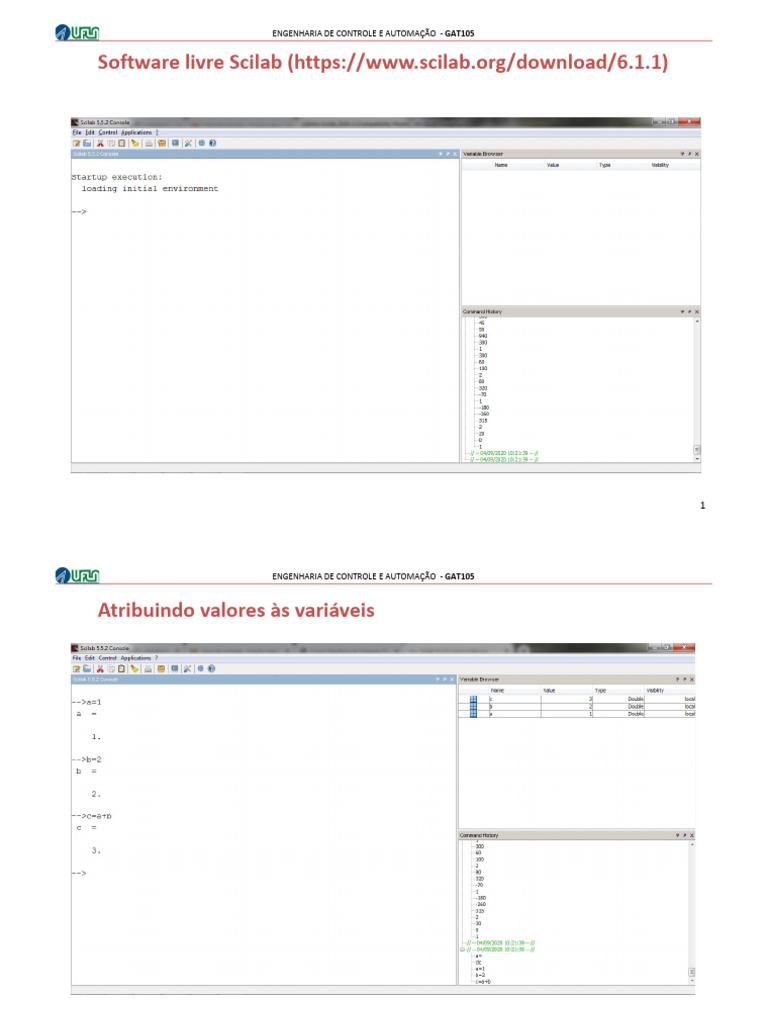 Vetores e Matrizes em Scilab | PDF | Matriz (Matemática) | Teoria da Matrix