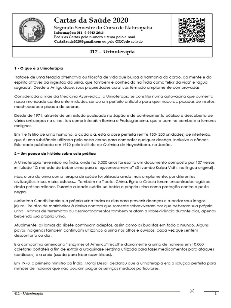 412 Carta Saúde 412 Urinoterapia | PDF | Câncer | Corpo humano