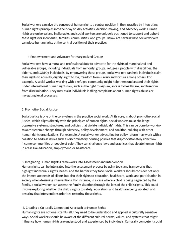 SOWK 431 HUMAN RIGHTS | PDF | Social Work | Human Rights