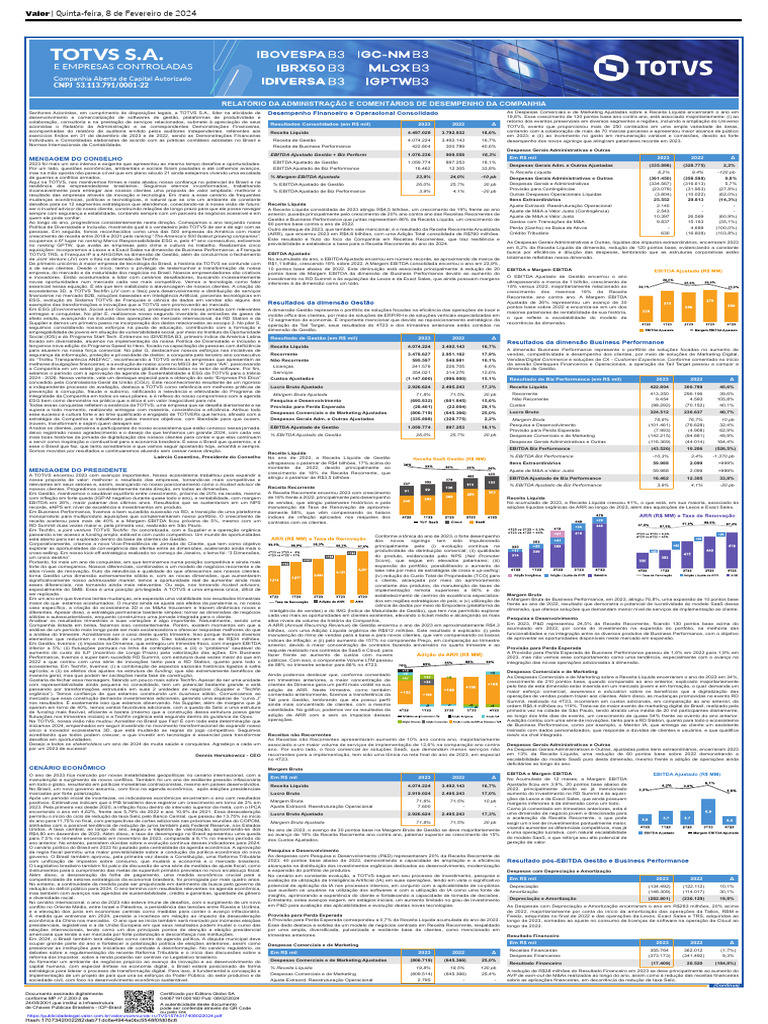 TOTVS Resultados 2023 | PDF | Economia | Despesa