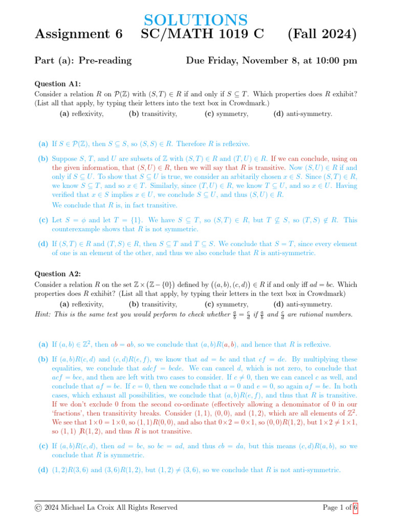Assignment 6 S | PDF | Mathematical Analysis | Mathematical Logic